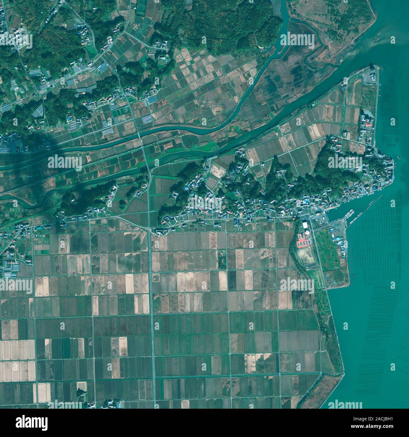 Soma. Satellite image of the town of Soma, Fukushima prefecture, Japan ...