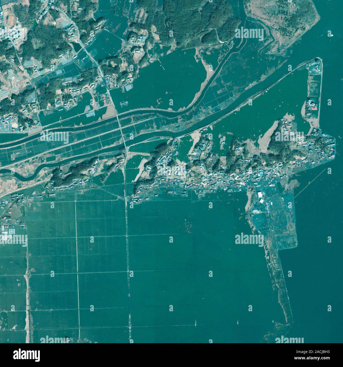 Soma. Satellite image of the town of Soma, Fukushima prefecture, Japan ...