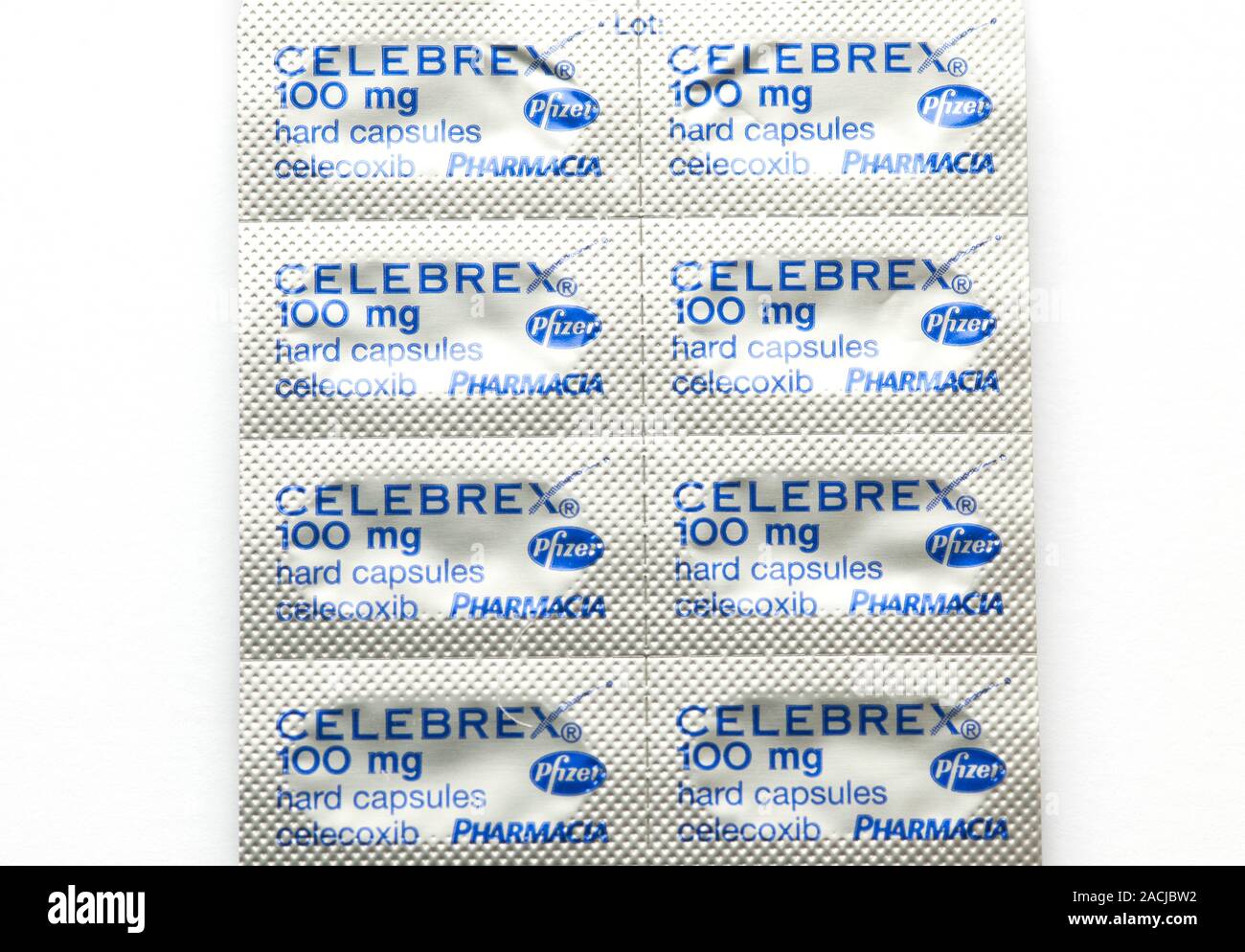 Arthritis drug. Blisterpack of Celebrex capsules, a drug used to treat ...