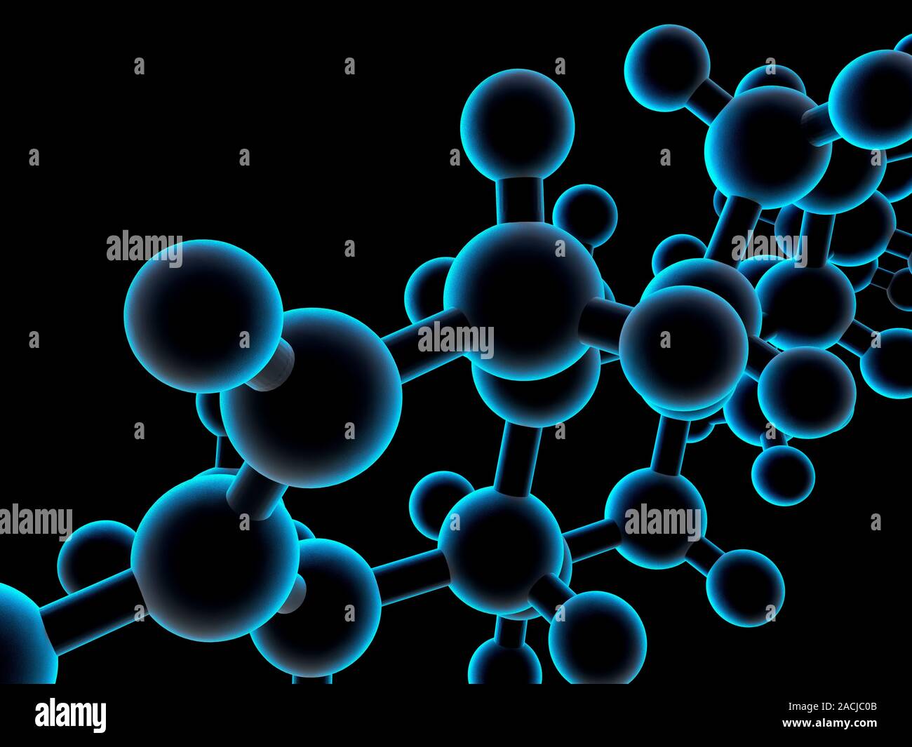 Artwork of a molecule showing the structure of atoms (rounded) linked ...