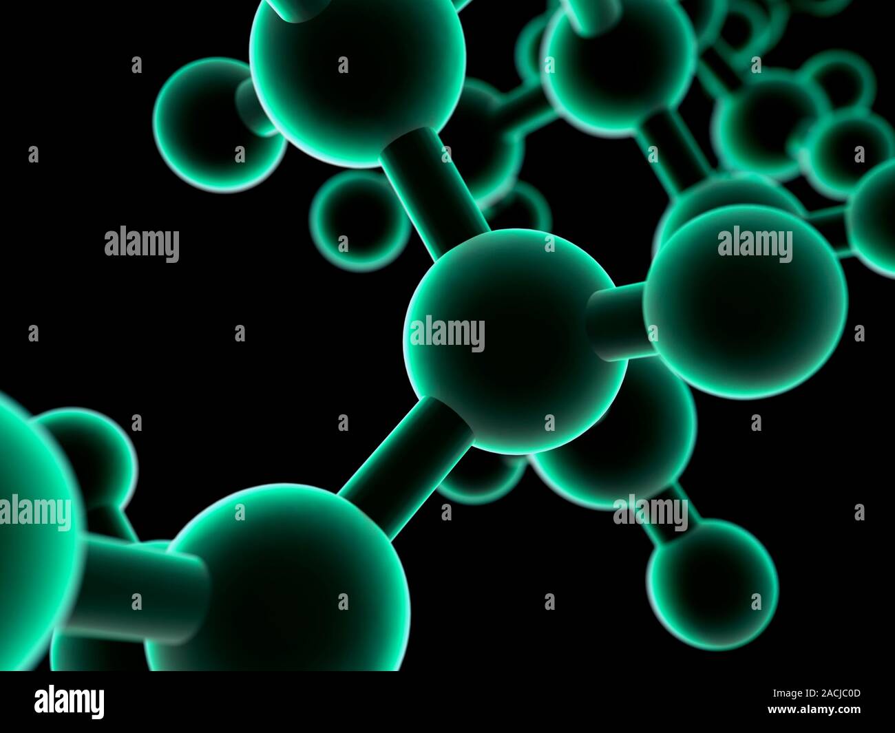 Artwork of a molecule showing the structure of atoms (rounded) linked ...