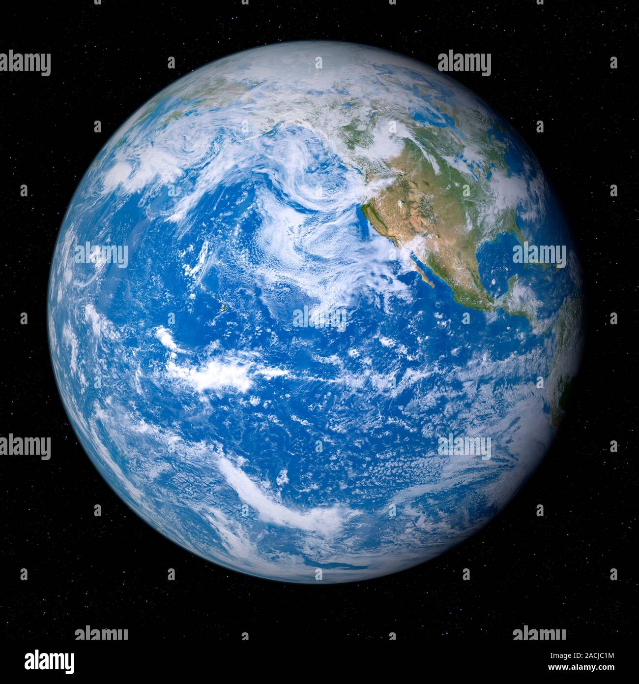 Earth from space, artwork. View of the Earth centred on 135 degrees ...