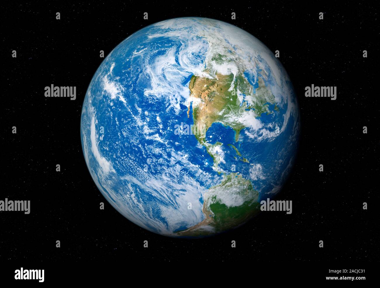 Earth from space, artwork. View of the Earth centred on 105 degrees ...