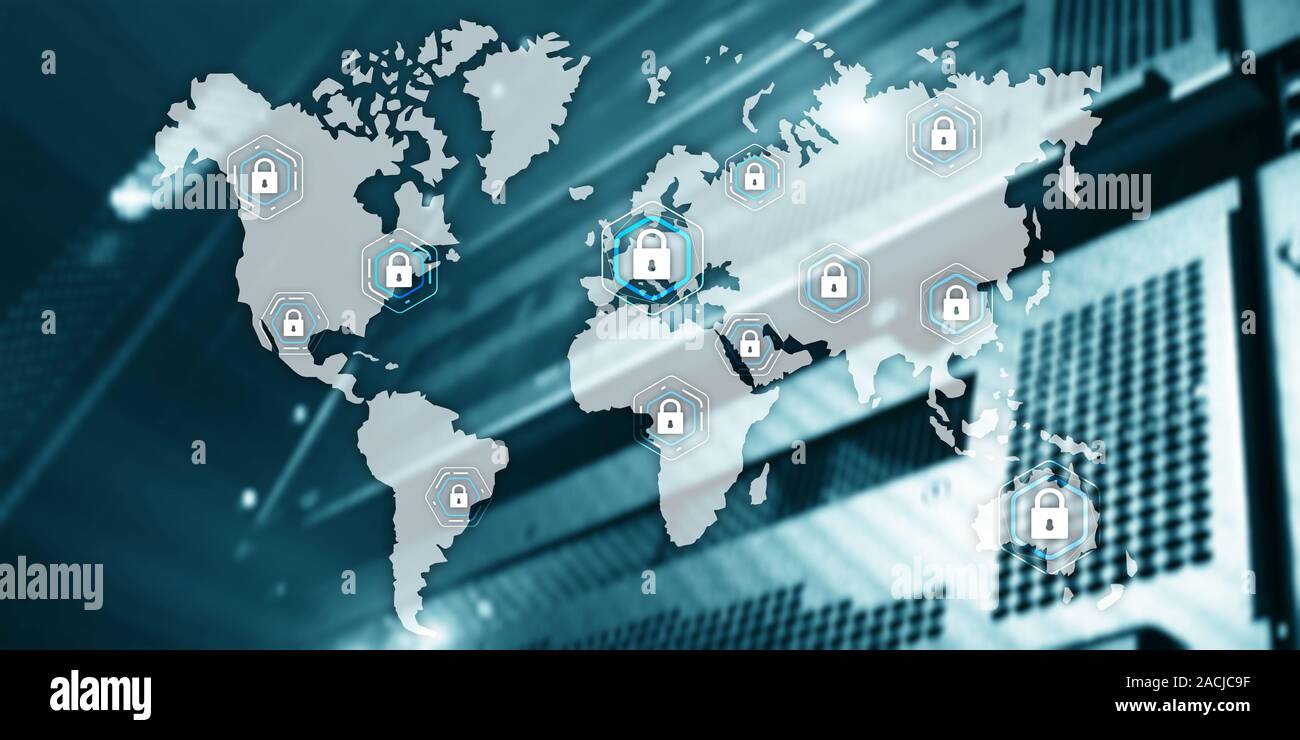 Global cyber security concept communication privacy data protection ...