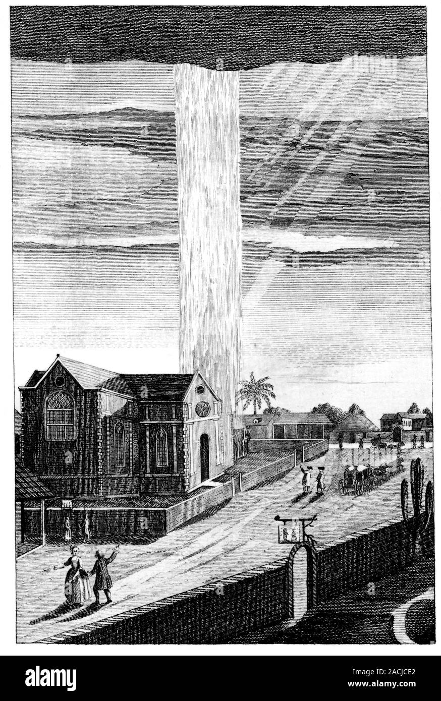 Waterspouts. 18th-century artwork of waterspouts observed at St Jago de ...