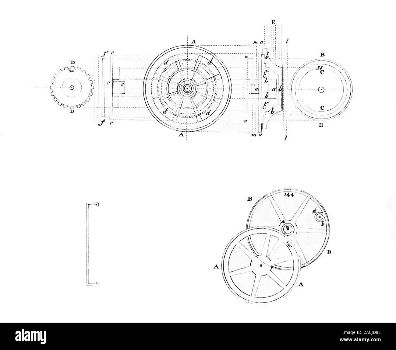 18th Century chronometer. Historical artwork showing the details of a ...