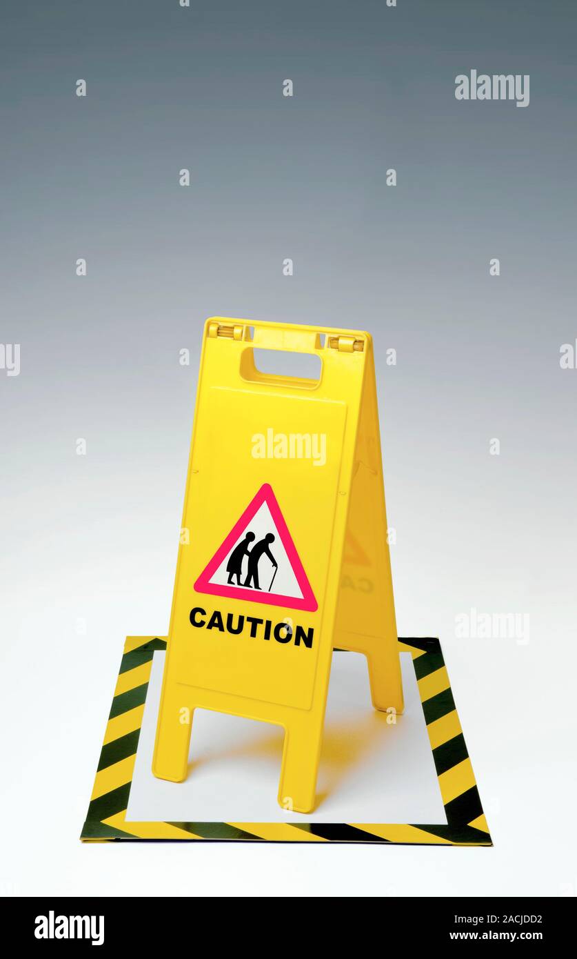 Elderly people warning sign Stock Photo - Alamy