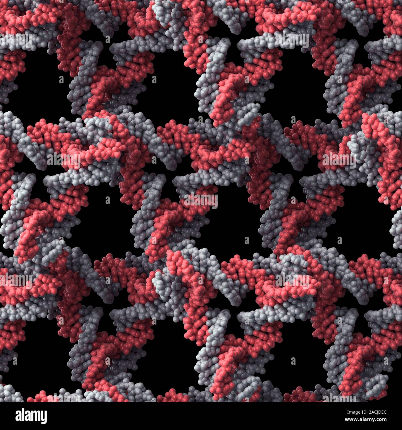 DNA crystal lattice. Computer model showing the crystal structure of a ...