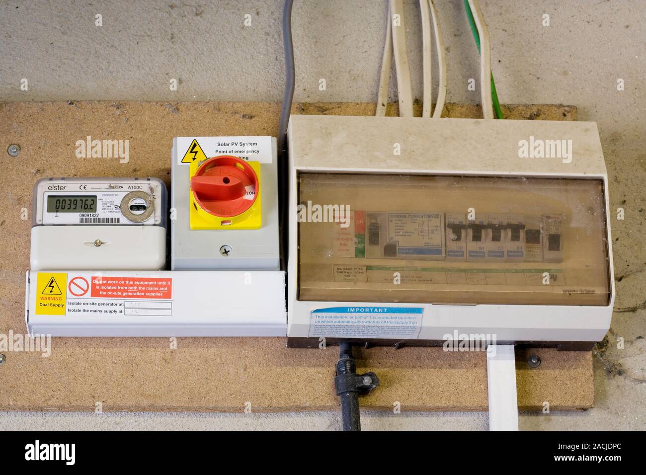 Domestic solar electricity system. Control panel for the photovoltaic ...