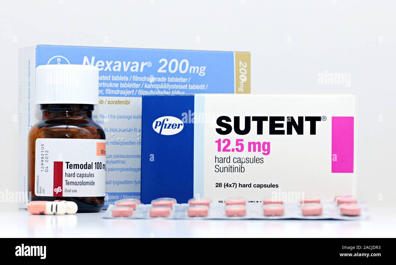Chemotherapy drugs. Nexavar (Sorafenib) and Sutent (Sunitinib) are both ...