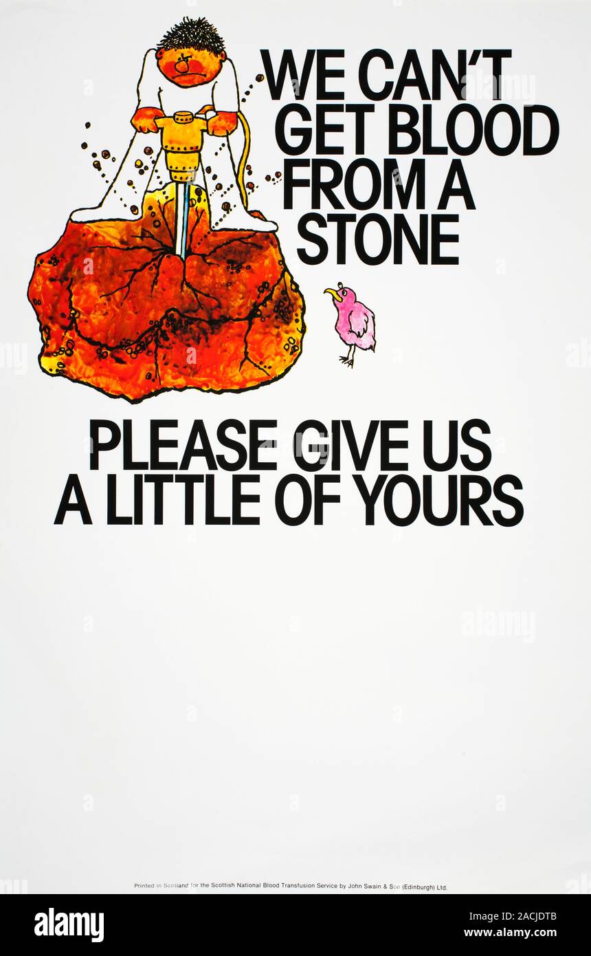 Historic blood donor poster. Historic poster from the Scottish National ...