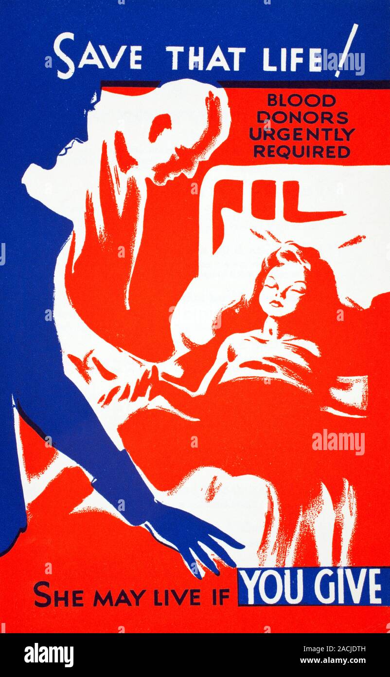 Historic blood donor poster. Historic poster from the Scottish National ...