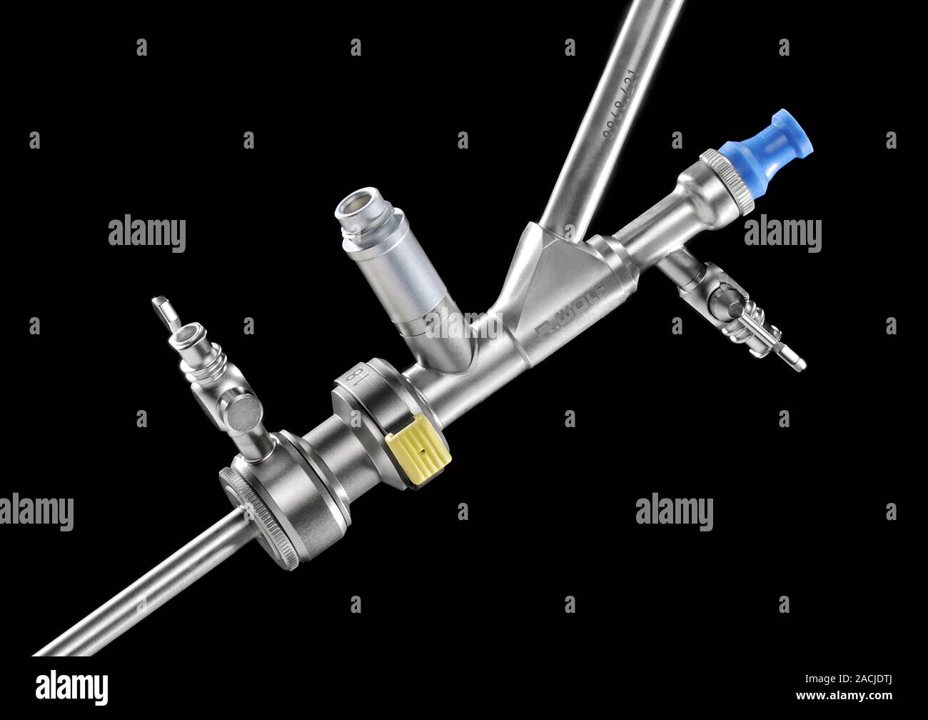 Paediatric nephroscope, close-up. This is a type of endoscope that is ...