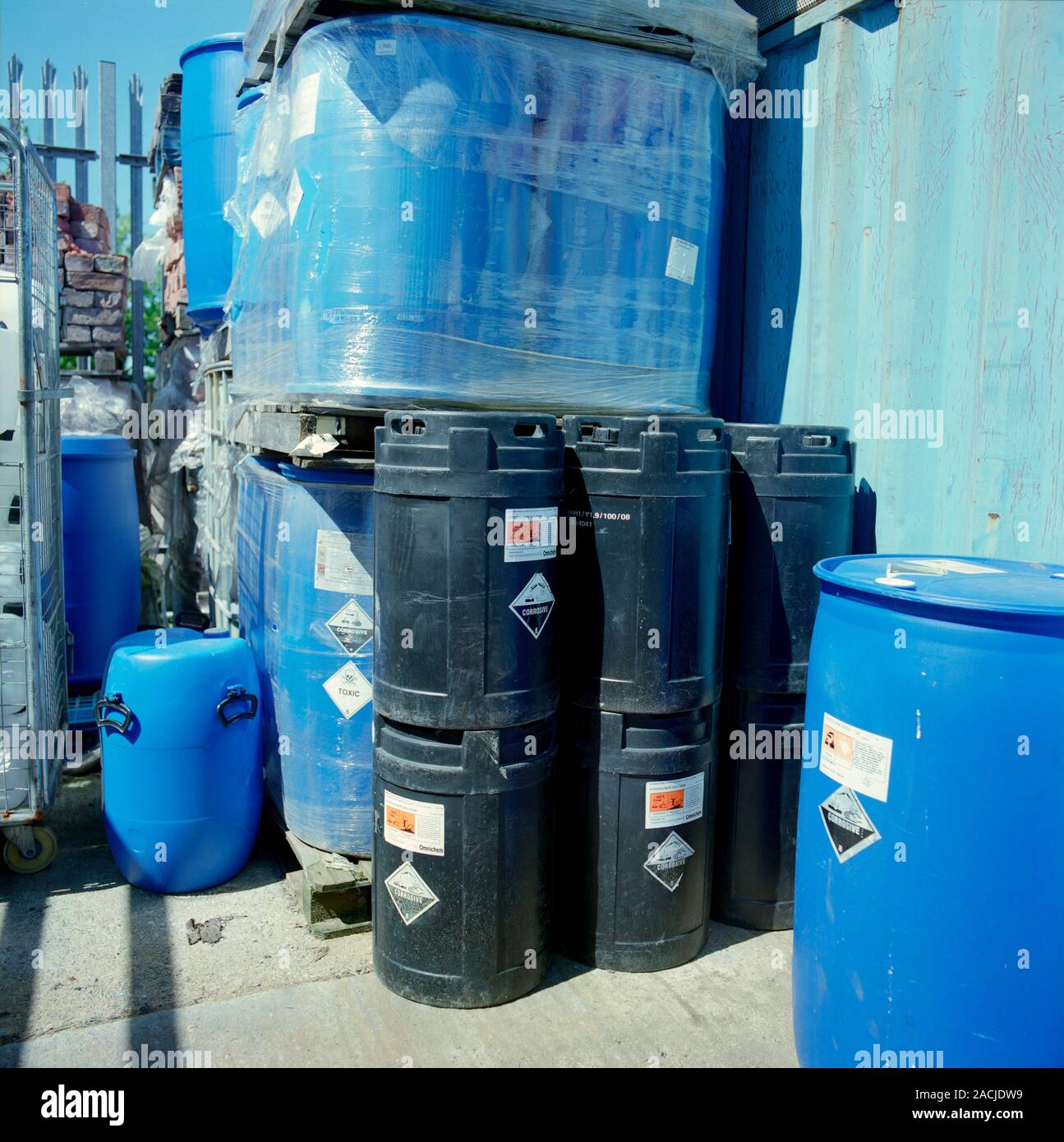 Chemical storage tanks. Chemical tanks in chemical factory's storage ...