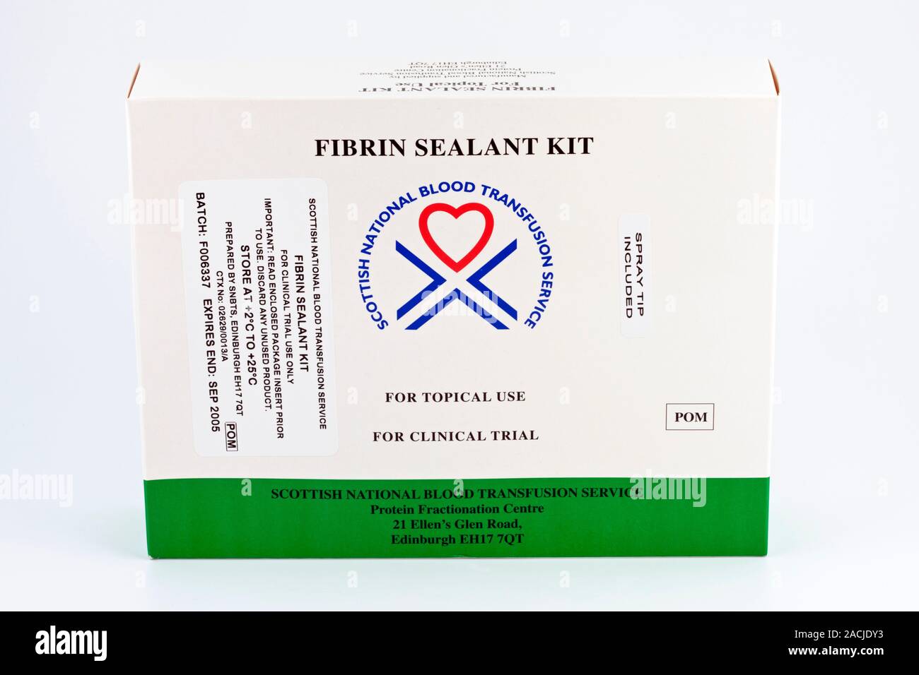 Fibrin sealant kit produced by the Scottish National Blood Transfusion ...