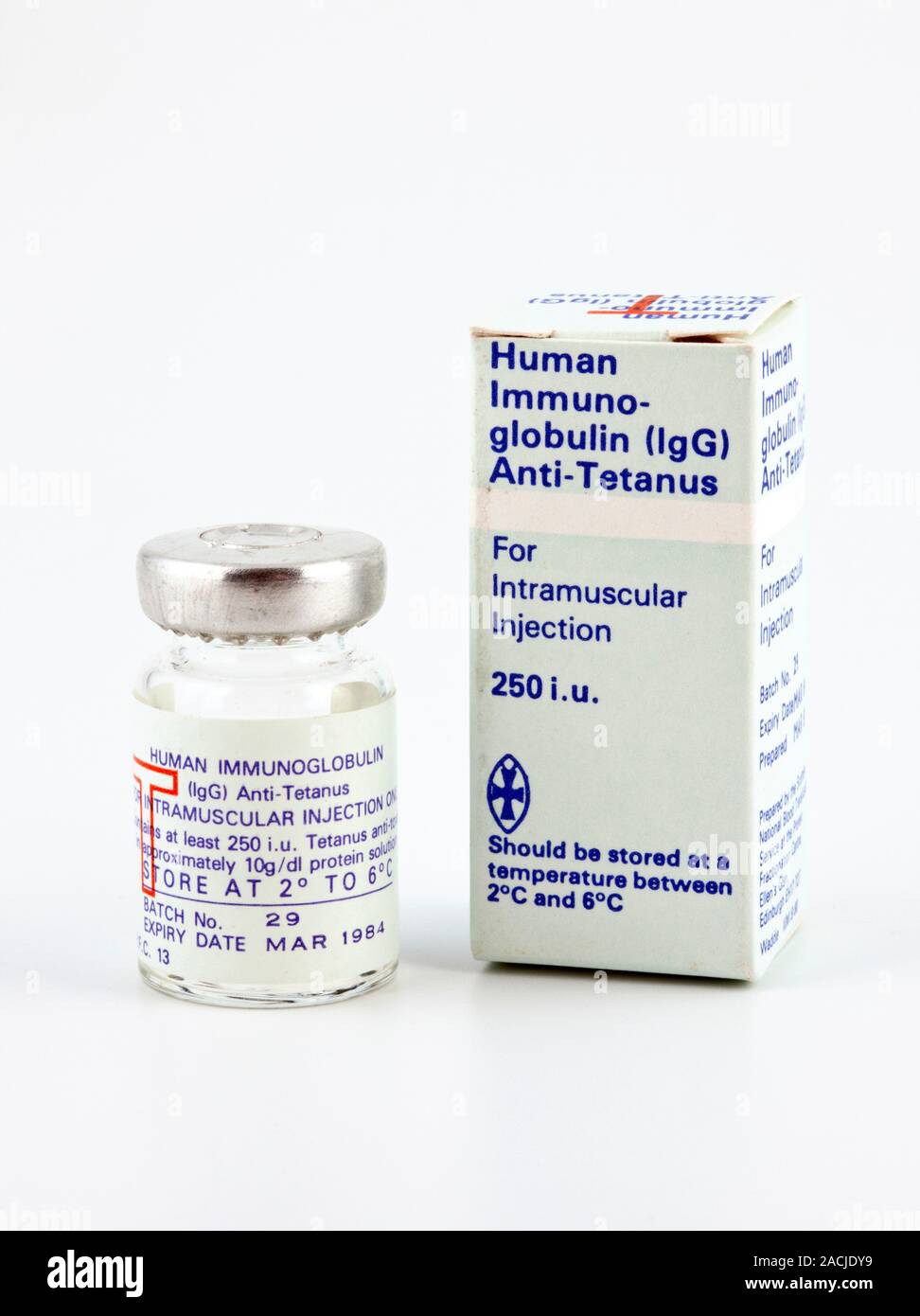 Historic tetanus vaccine. Human immunoglobulin vaccine produced by the ...
