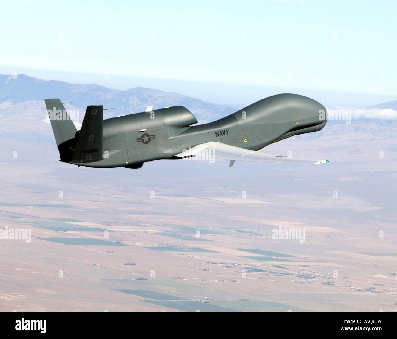 Global Hawk unmanned aerial vehicle (UAV), aerial view. This UAV ...