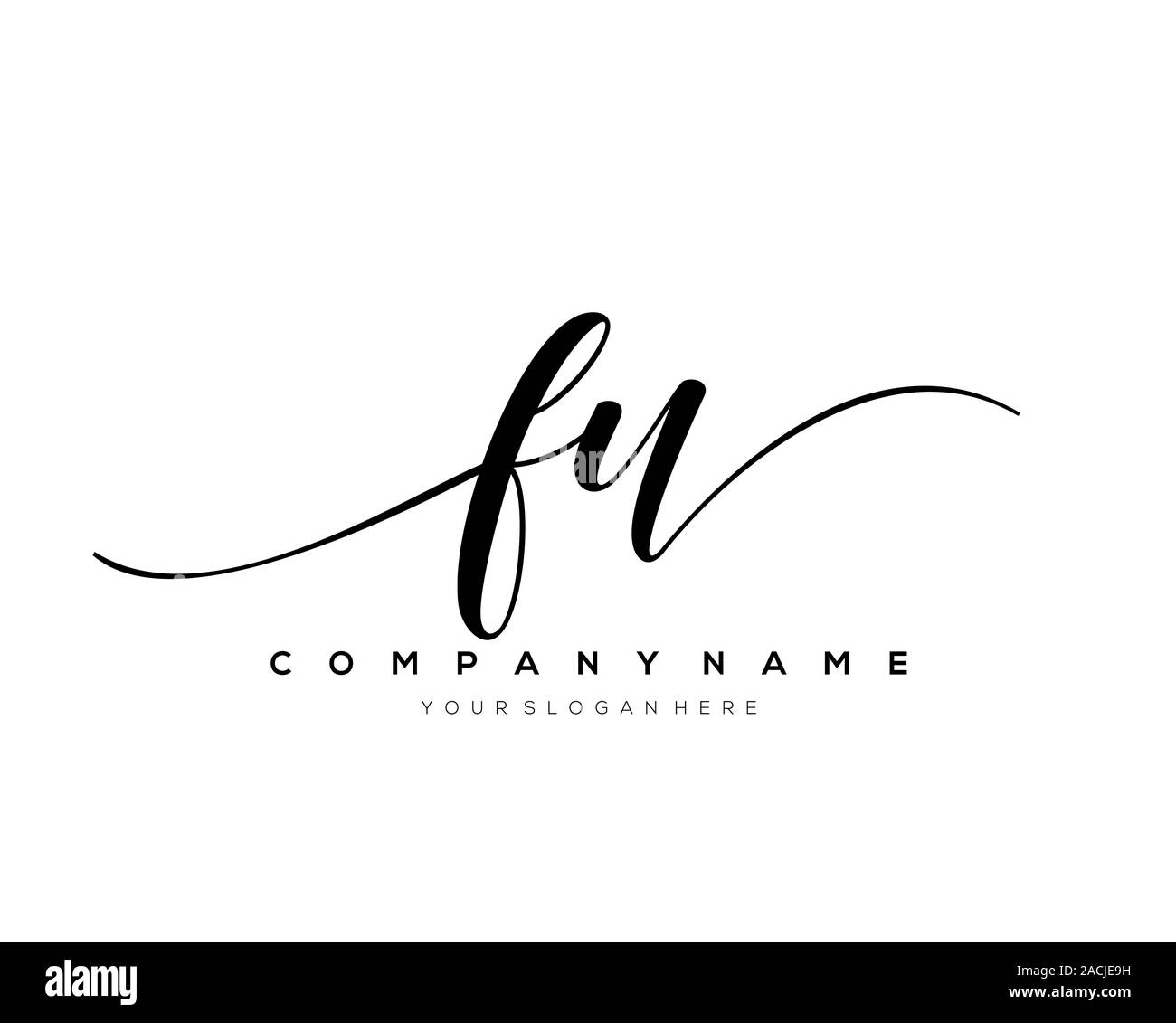 FU Letter initial handwriting logo vector Stock Vector Image & Art - Alamy