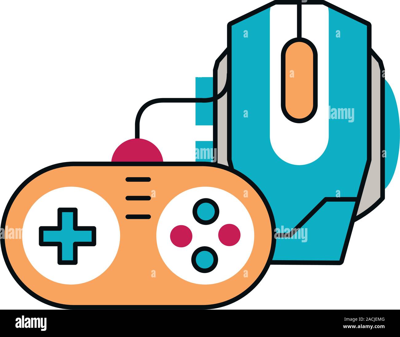 video game control handle with mouse Stock Vector Image & Art - Alamy