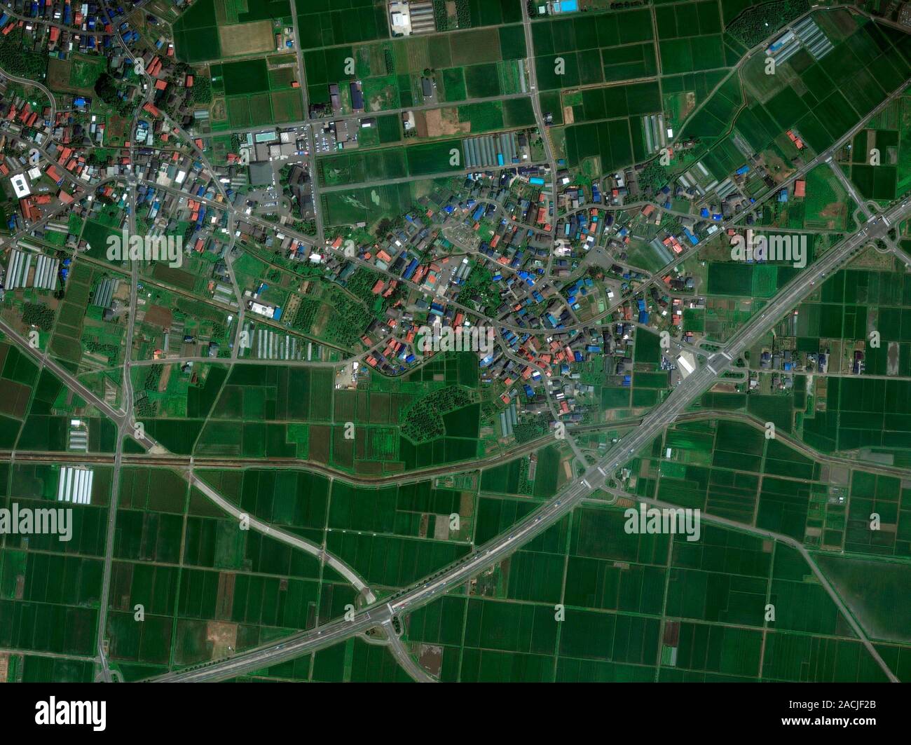 Inakadate, Japan, satellite image. Half-metre GeoEye-1 satellite image ...