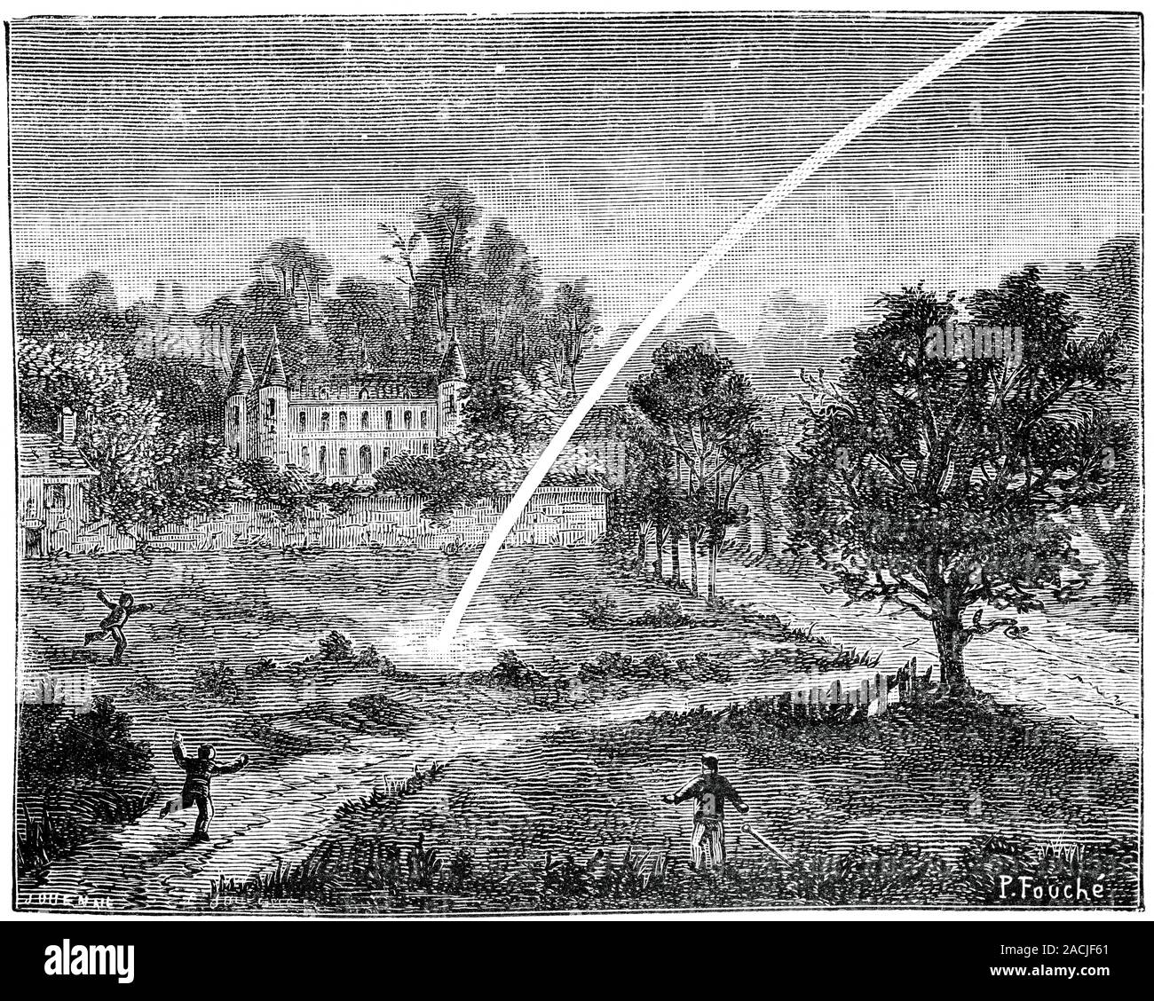 Meteor impact, 17th century. This fall of a meteor to Earth was ...