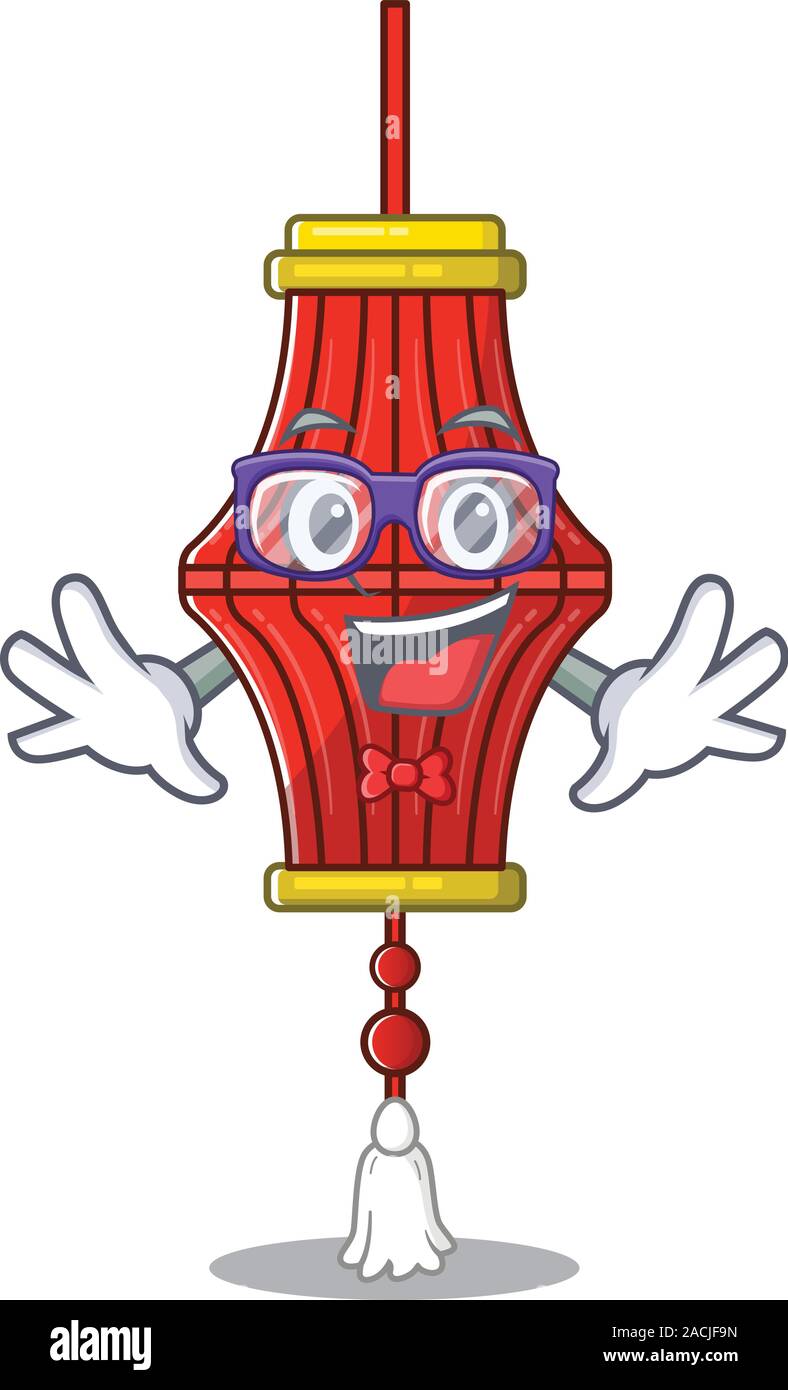Super Funny Geek smart chinese paper lanterns mascot cartoon style ...