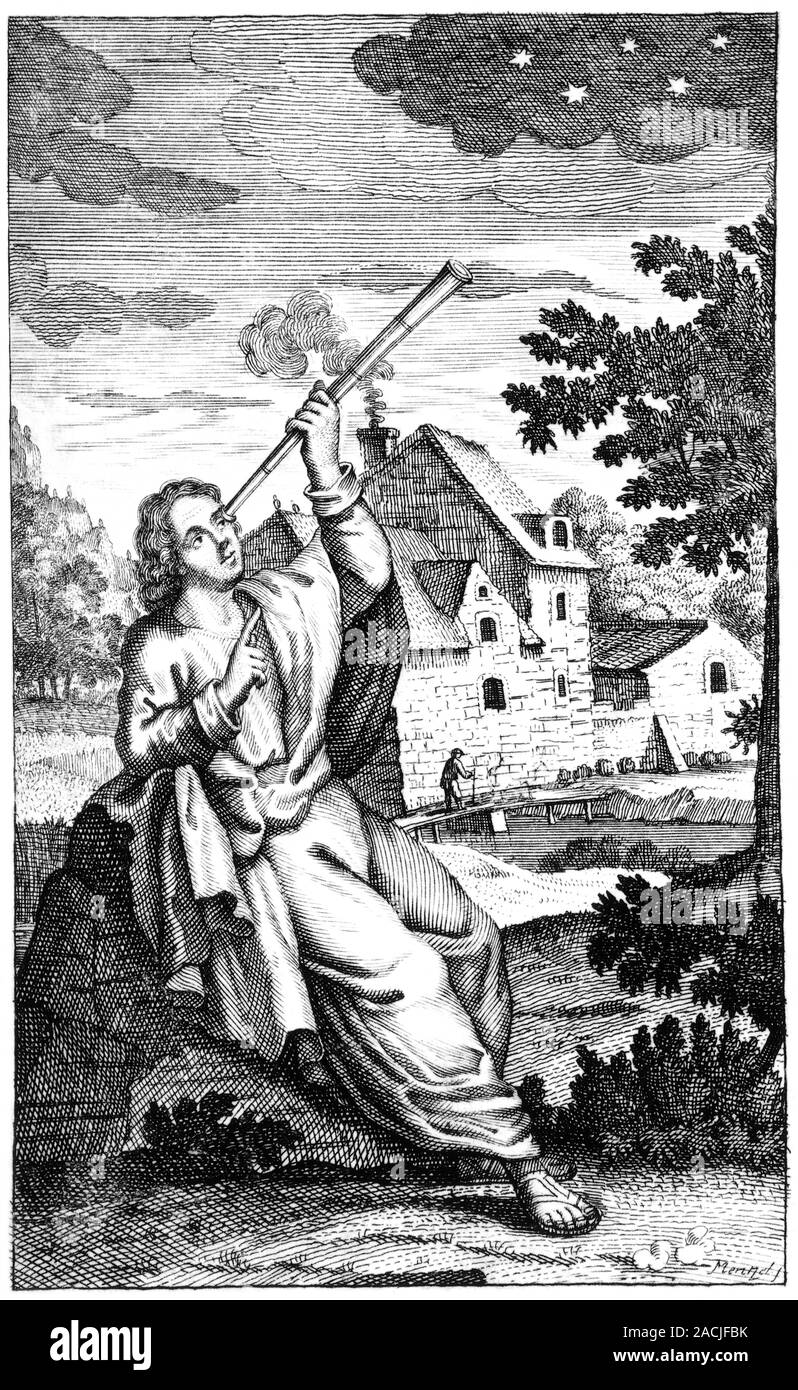 Ptolemy with a telescope. Historical artwork of Claudius Ptolemaeus (c ...