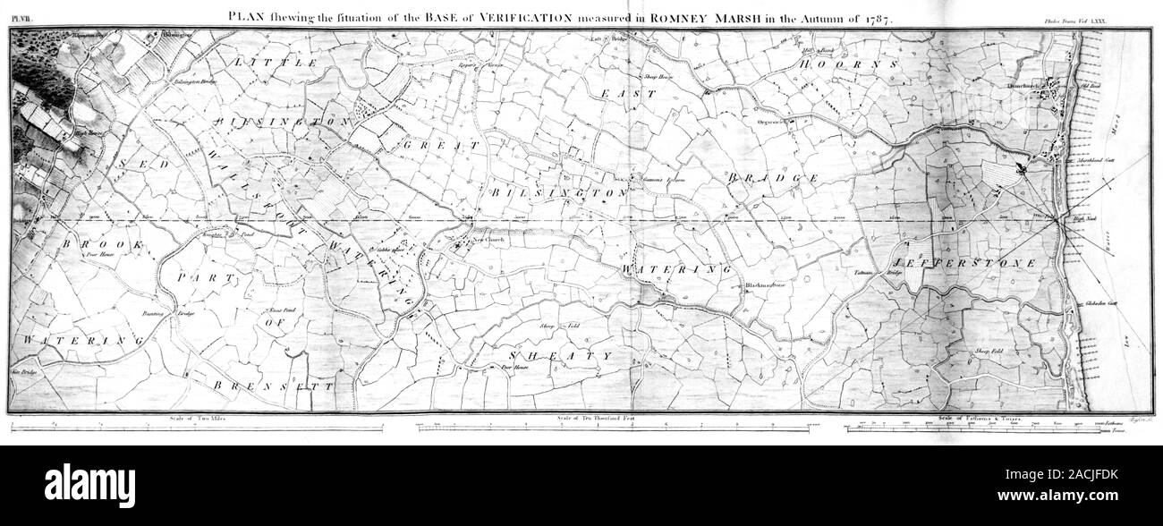 Early Ordnance Survey baseline. Map showing the baseline measured ...