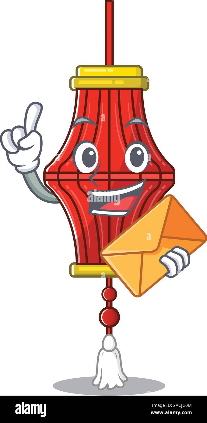 With envelope Happy face chinese paper lanterns mascot cartoon style ...