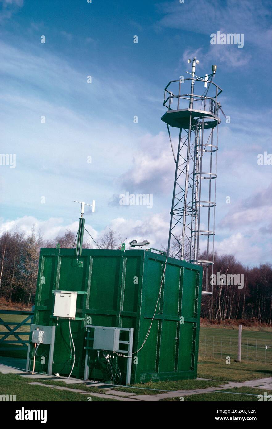 Automatic weather station (AWS) at a meteorological facility. An AWS is ...
