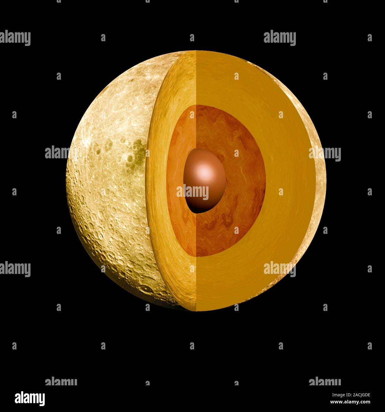 Moon structure. Computer artwork showing the internal layers that make ...