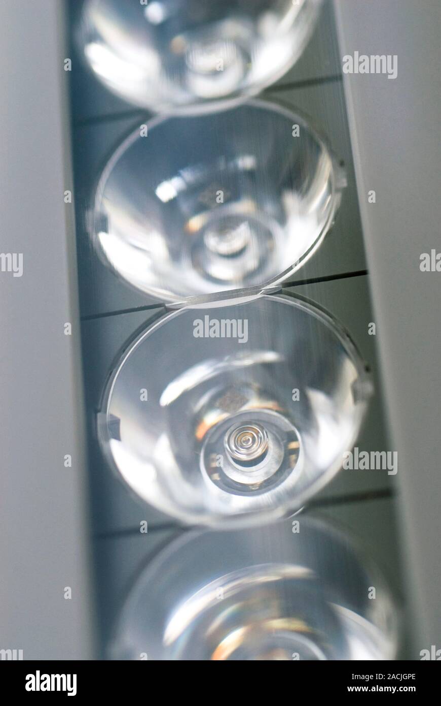 LED lighting. Close-up of LED lights designed to be used outdoors ...