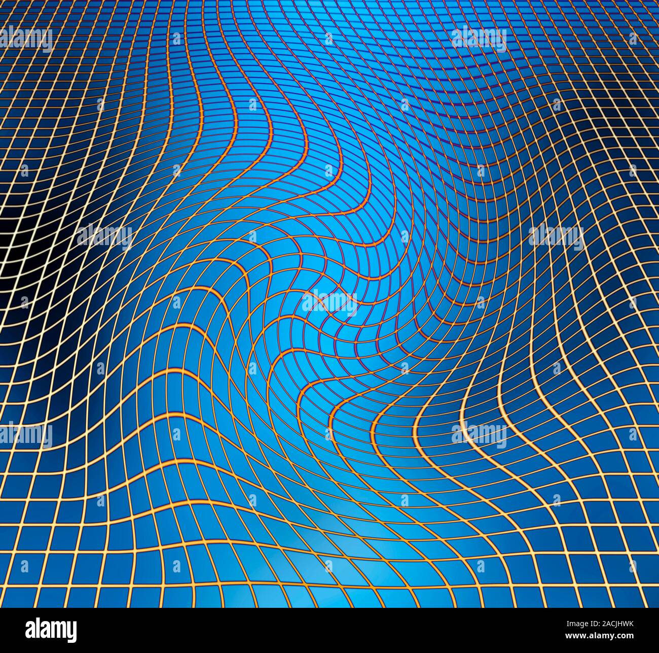 Gravity waves in space-time, artwork. Space-time, the treatment of ...