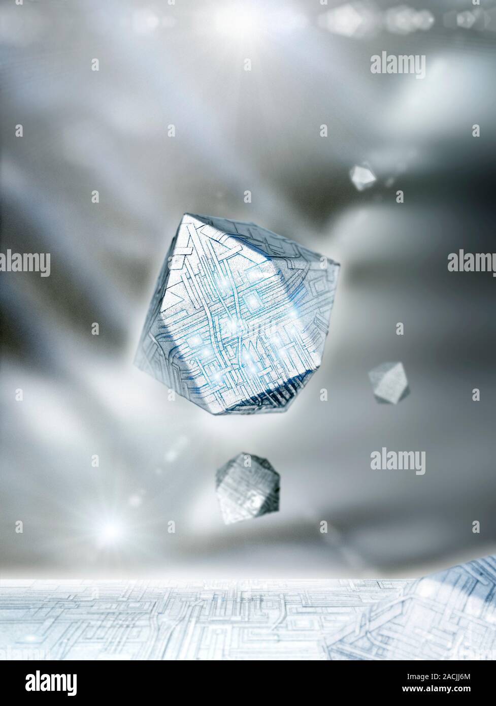 Quantum nanocomputers, floating in a magnetic field to form a ...