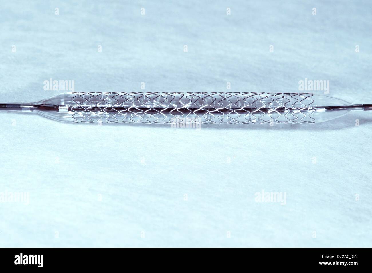 Blood vessel stent, inflated. Stents are wire mesh tubes that are used ...