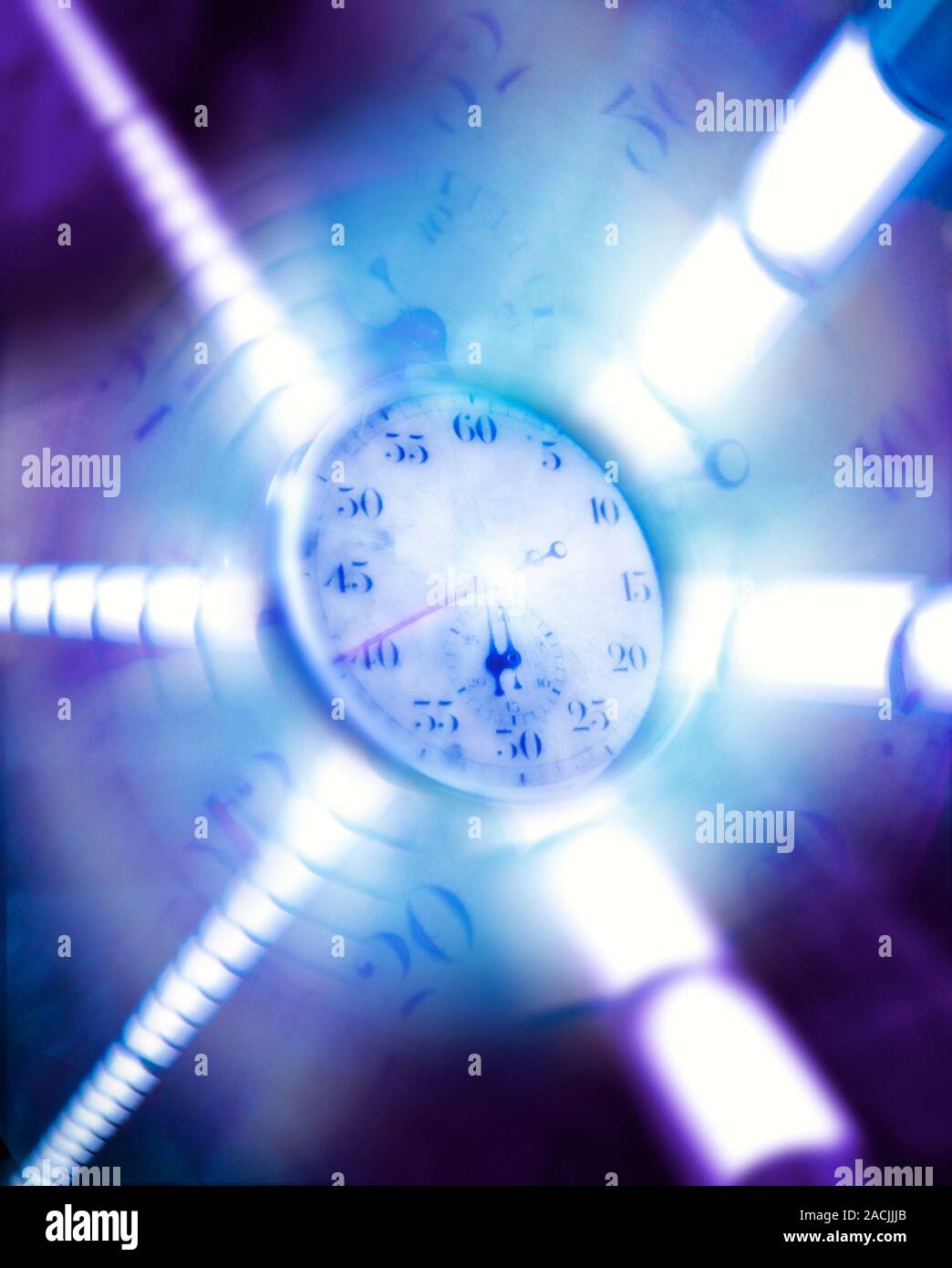 Curved time, conceptual image. Abstract clock imagery representing the ...
