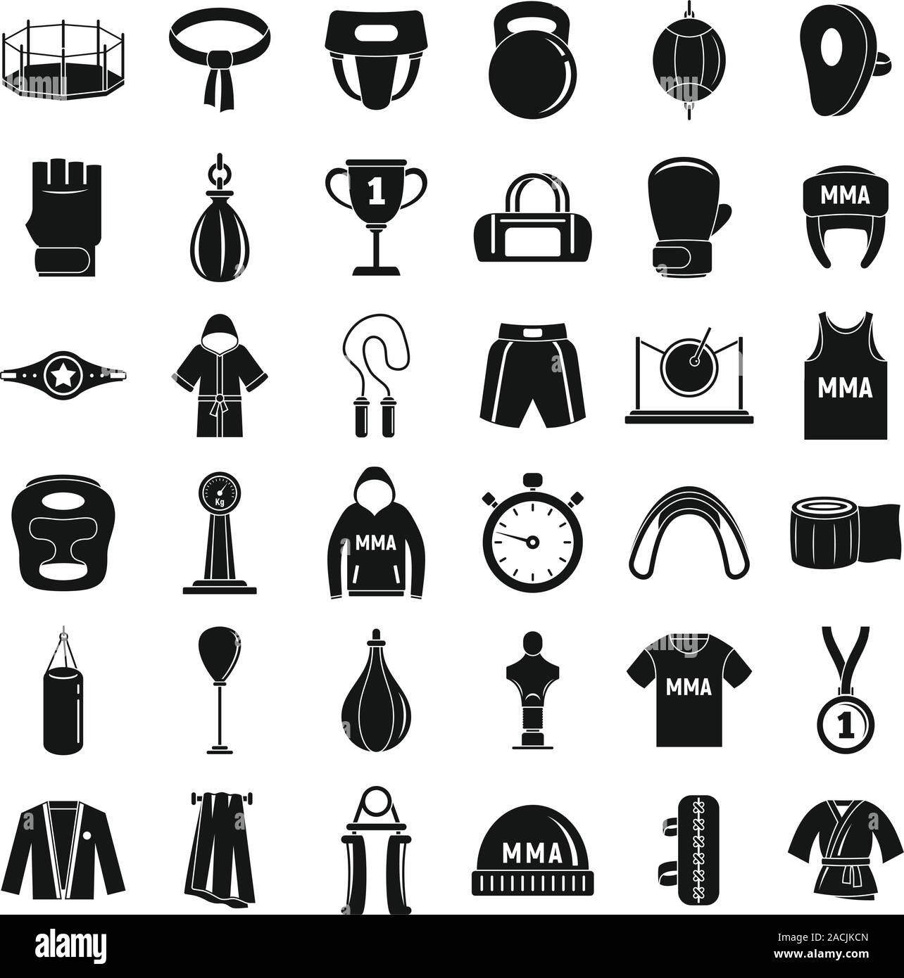 Mixed martial arts icons set. Simple set of mixed martial arts vector ...