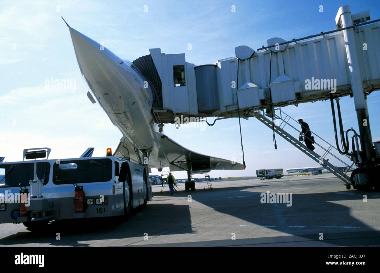 Concorde at Charles De Gaulle airport. Captain boarding Concorde at ...