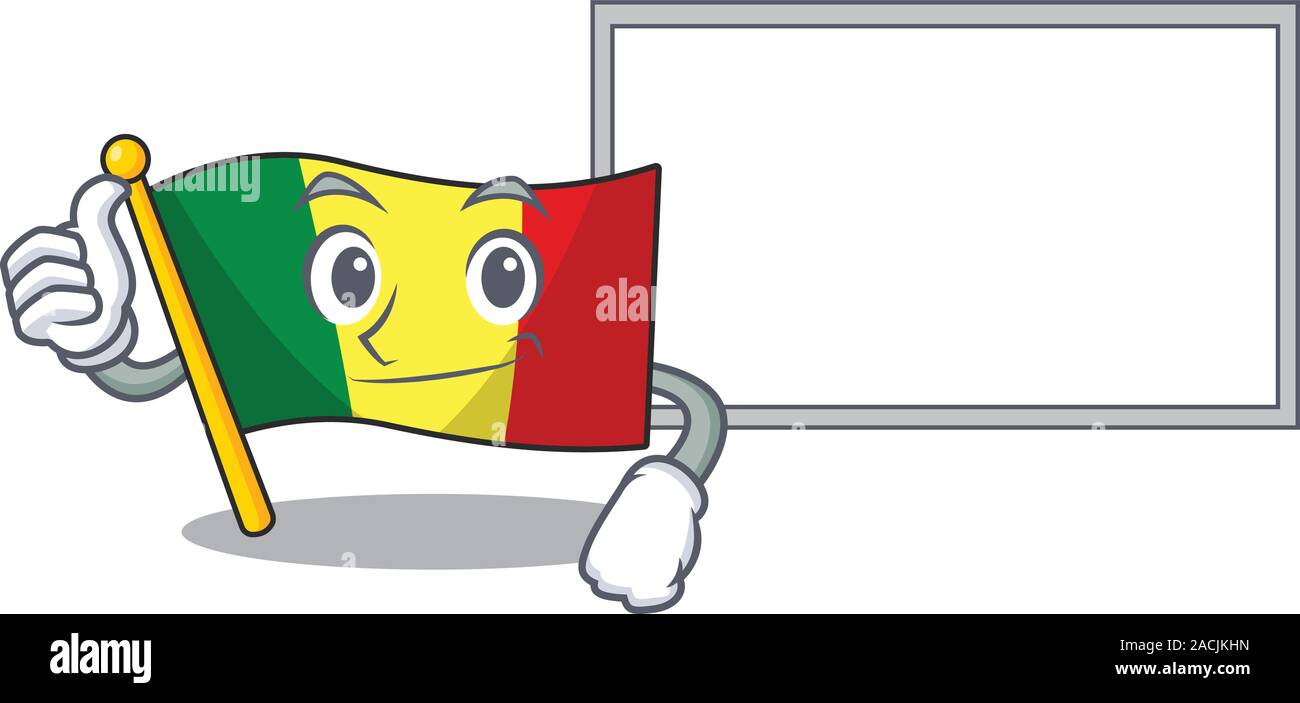 Flag mali cute cartoon character Thumbs up with board Stock Vector ...