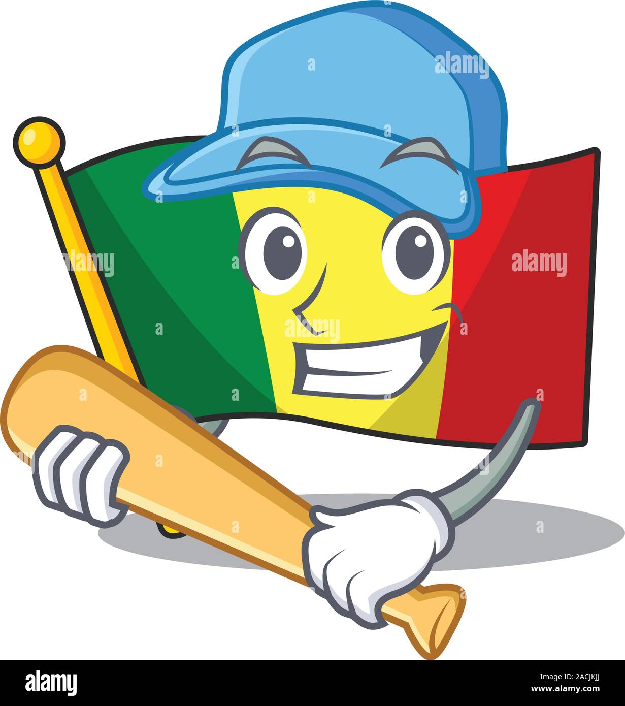 Funny smiling flag mali cartoon mascot playing baseball Stock Vector ...