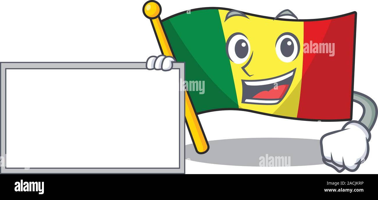 Flag mali with board cartoon Character design style Stock Vector Image ...