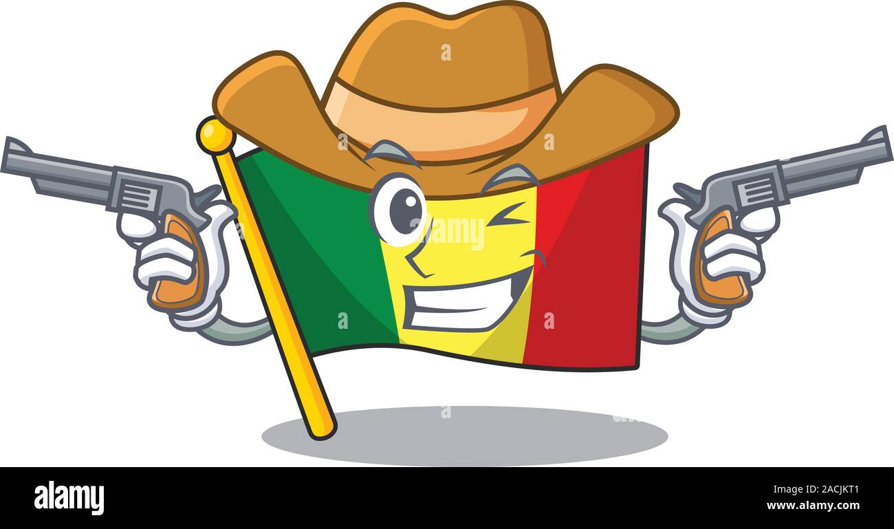 Flag mali cartoon character as a Cowboy holding guns Stock Vector Image ...