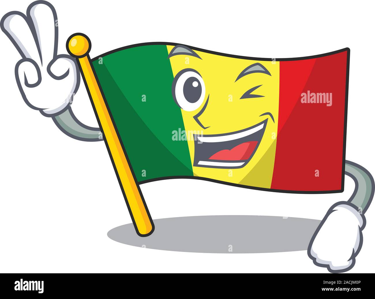 Flag mali Character cartoon style with two fingers Stock Vector Image ...