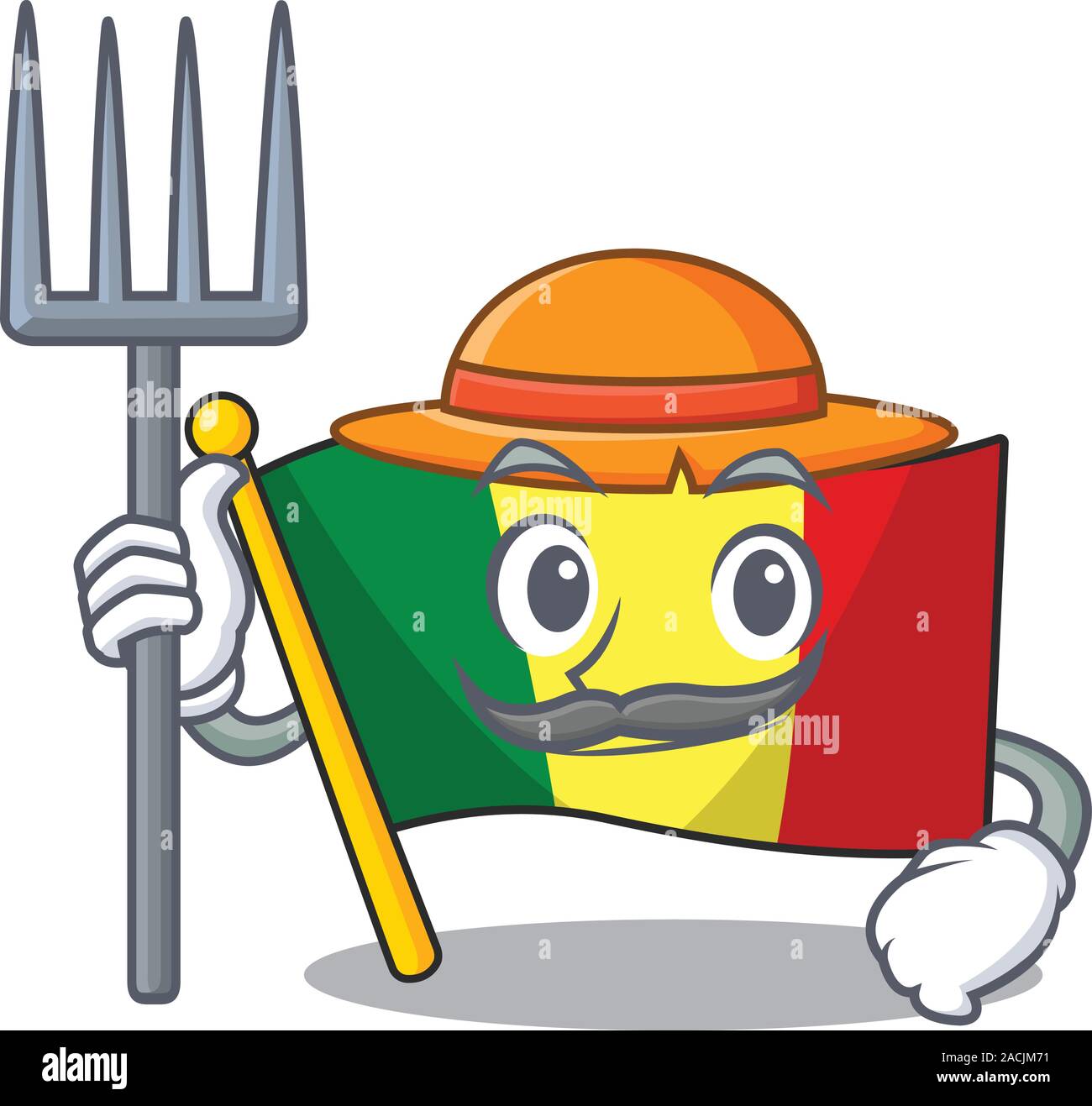 Farmer flag mali cartoon character with hat and tools Stock Vector ...
