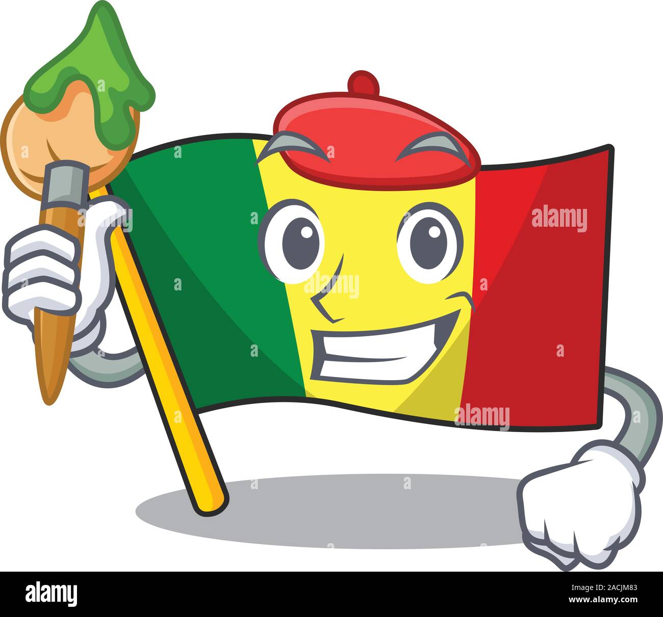 Cheerful flag mali Artist cartoon character with brush Stock Vector ...