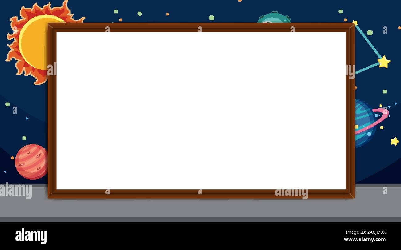 Border template with stars in space background illustration Stock ...