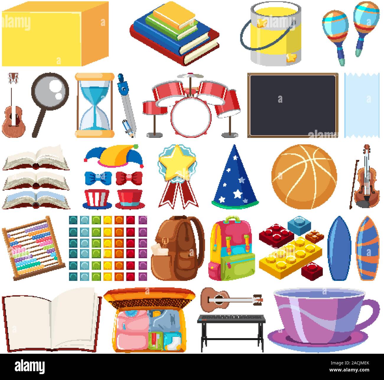 Set of isolated objects theme school itmes illustration Stock Vector ...