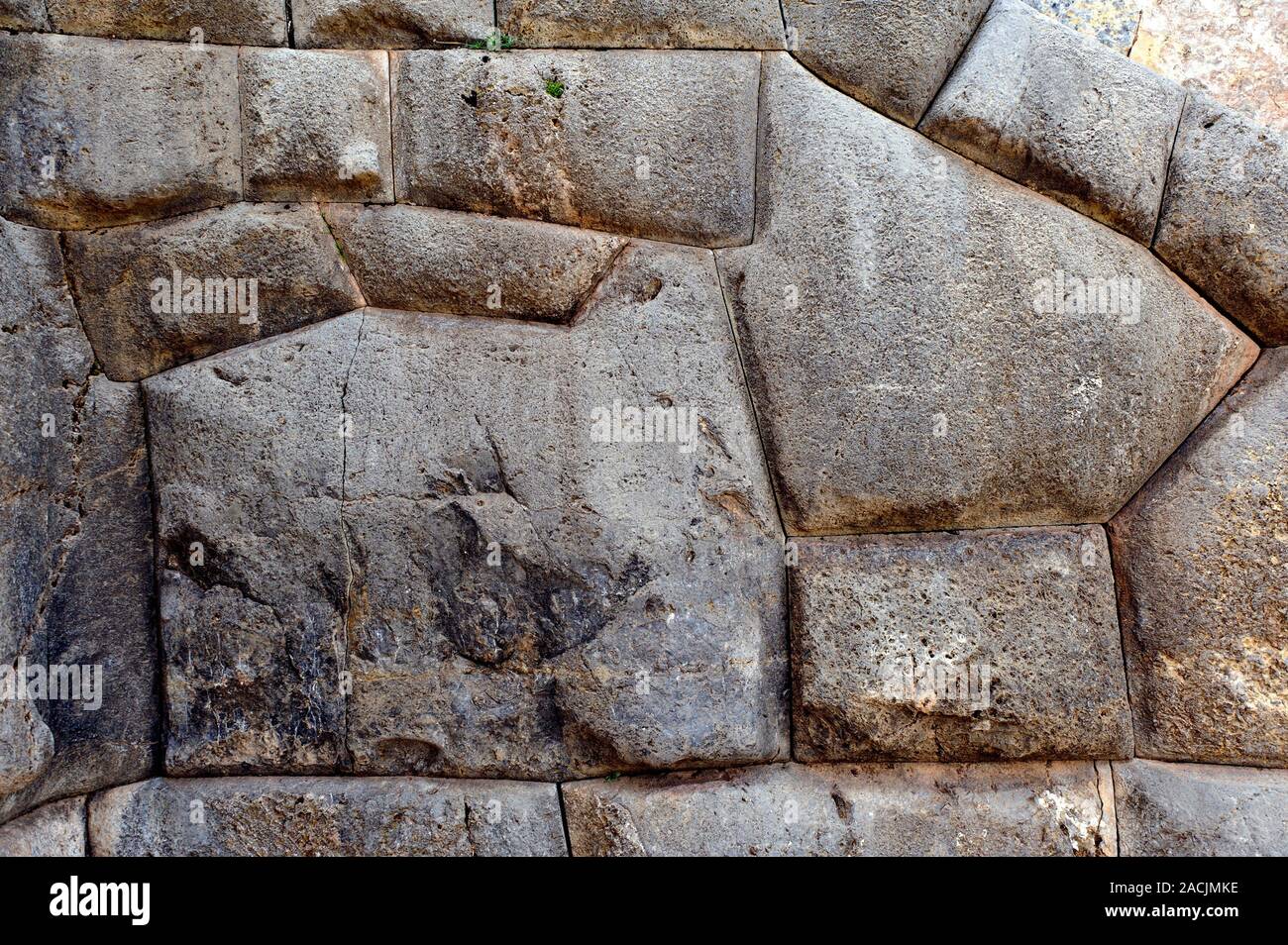 Inca wall. Close-up of stones in an Inca wall at Sacsayhuaman, an Inca ...