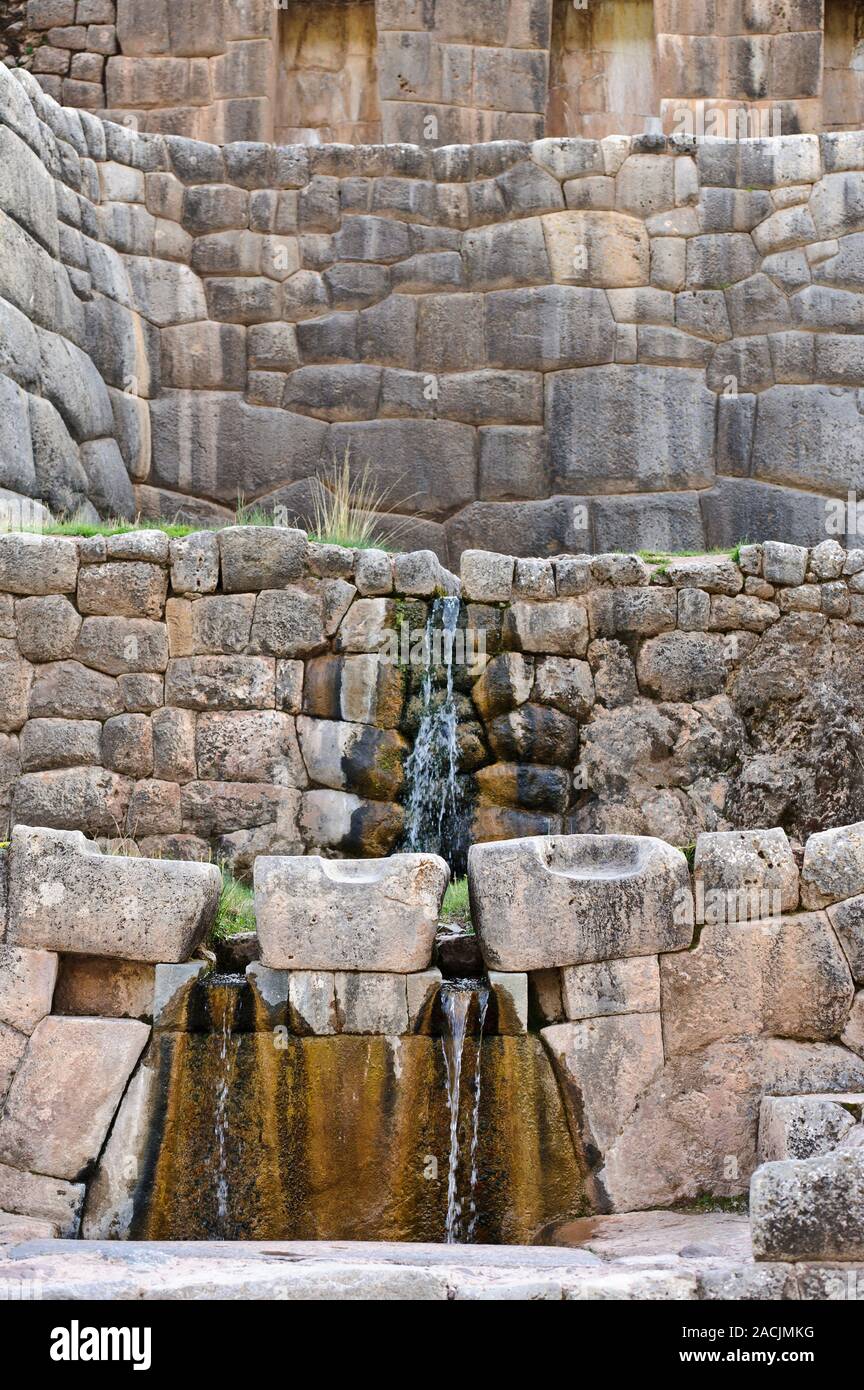 Inca waterfall. Channels and waterfalls built by the Incas at ...