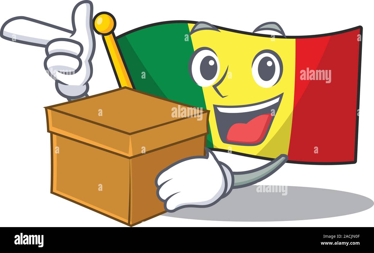 With box Super Funny flag mali cartoon character style Stock Vector ...